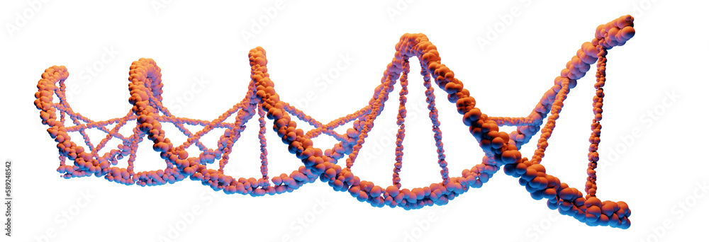 DNA Deoxyribonucleic acid, red structure of double helix molecule ...