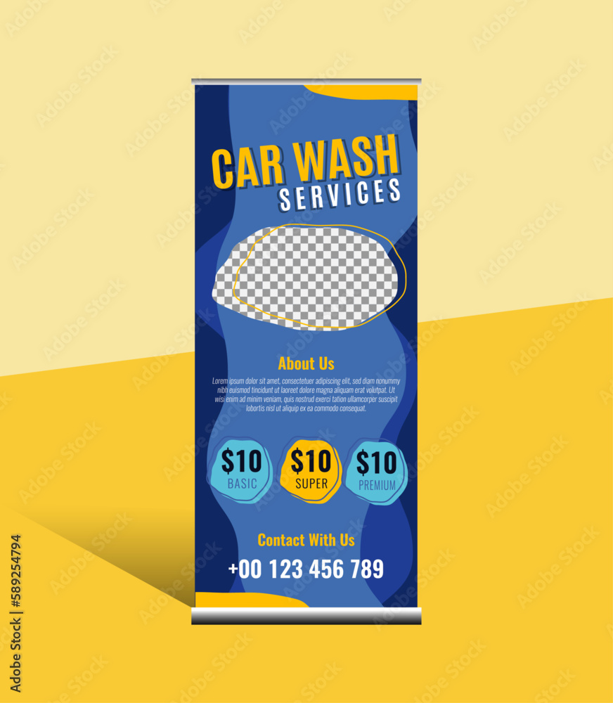 Car wash Roll Design, Carwash and Cleaning service Rollup poster ...