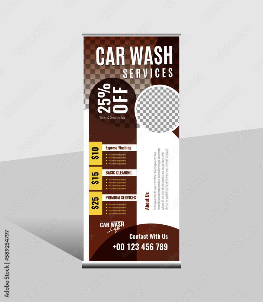 Car wash Roll Design, Carwash and Cleaning service Rollup poster ...