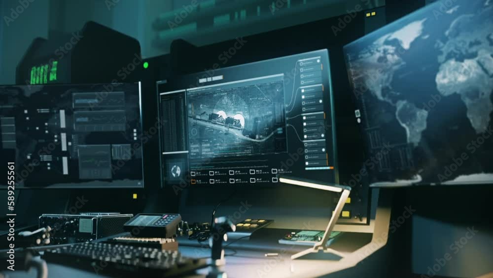 Vidéo Stock Radar Software Control Computer Assists Secret Army Combat ...