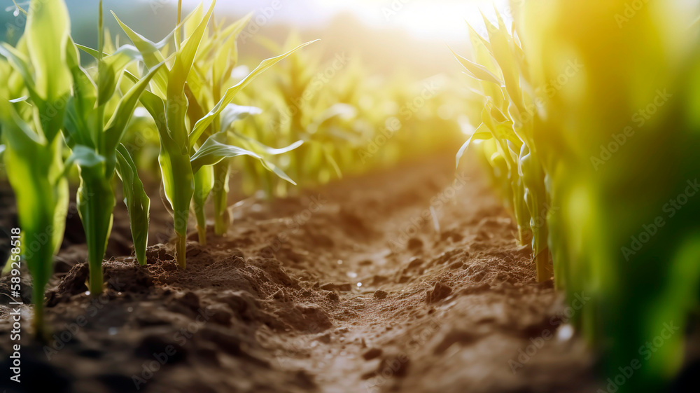 Organic maize farm or corn field seeding and plantign agriculture ...