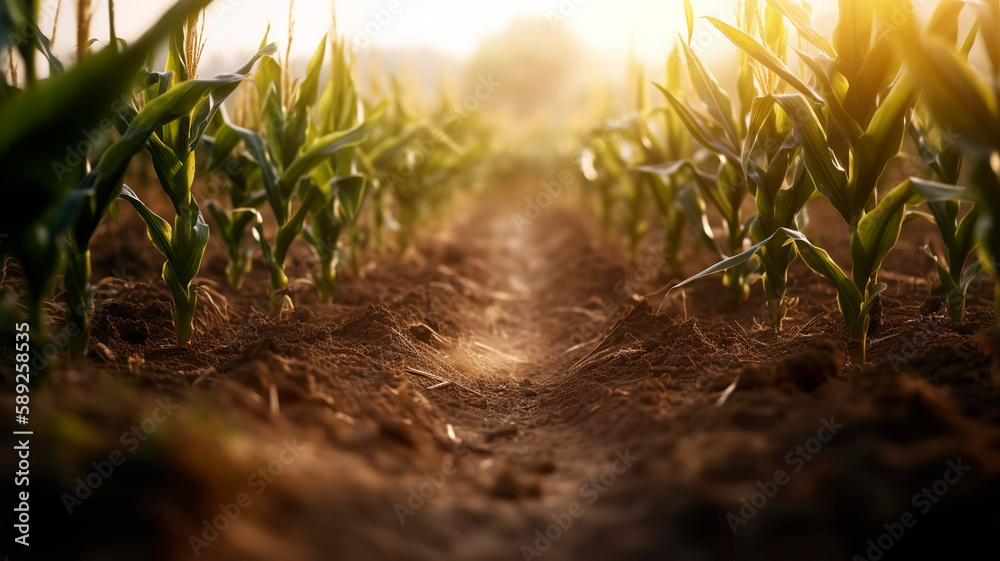 Organic maize farm or corn field seeding and plantign agriculture ...