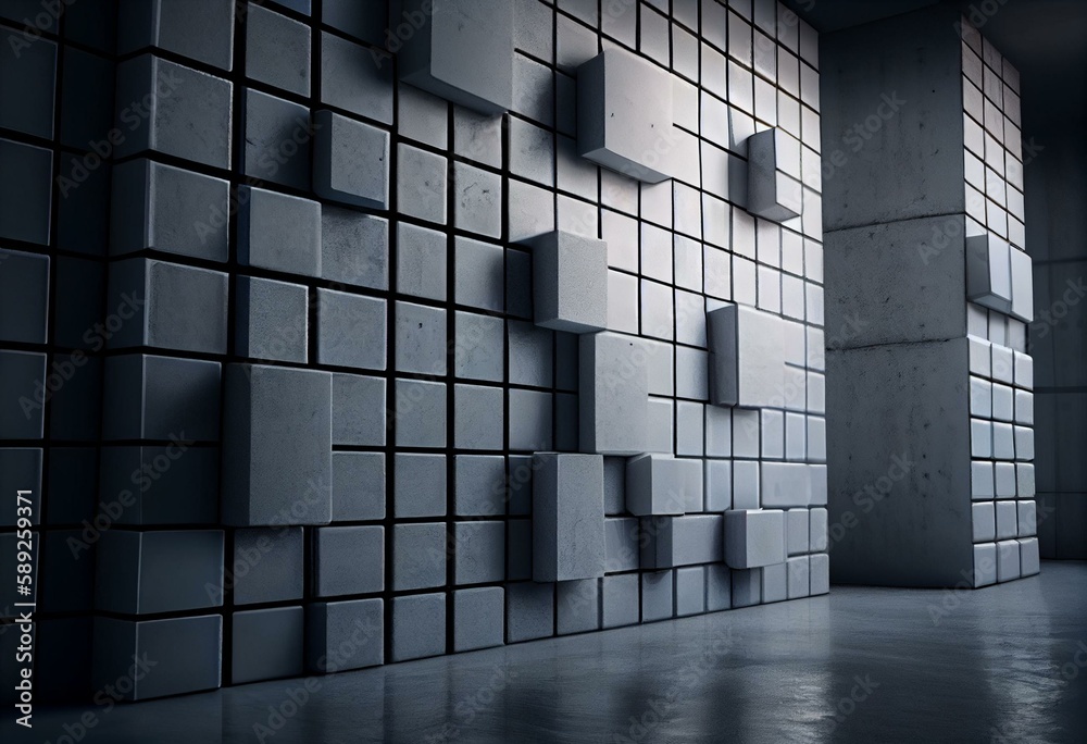 Futuristic, Concrete Wall background with tiles. Square, tile Wallpaper ...