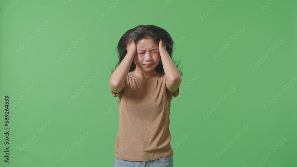 Young Asian Woman Victim Of Violence With Bruise On Face Having Nervous ...