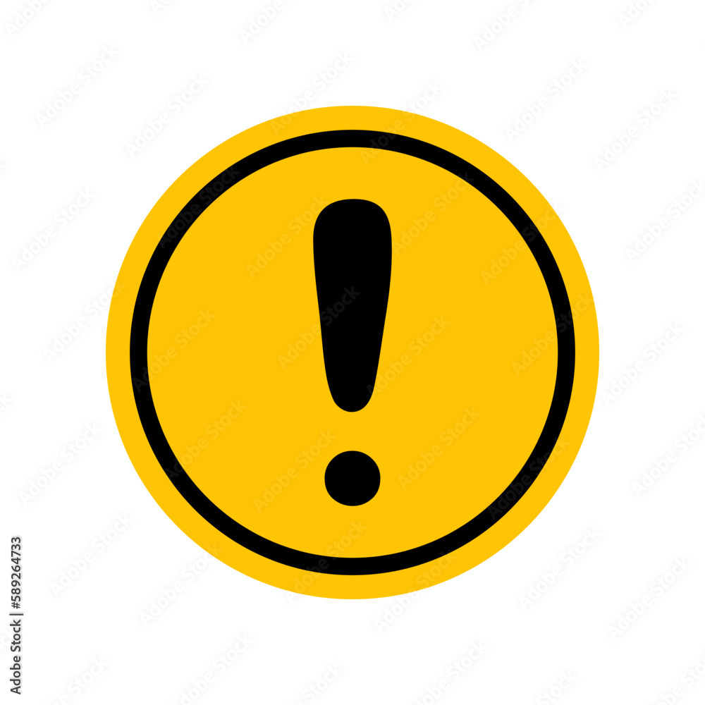 Vetor de Generic caution sign. Black danger icon on yellow round symbol ...