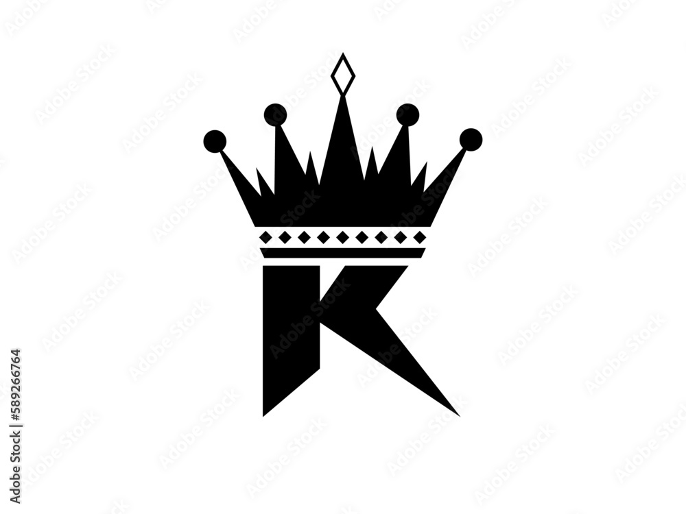 Simple Initial Letter K with Crown Logo. Letter and Crown vector ...