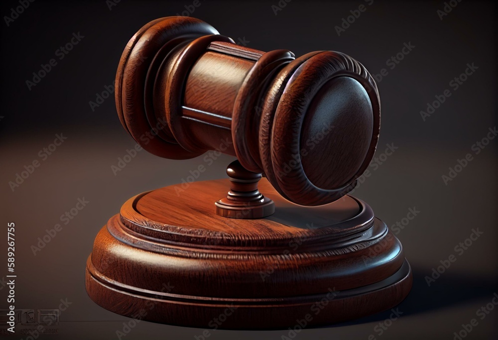 Wooden brown judge gavel, decision glossy mallet for court verdict. 3d ...