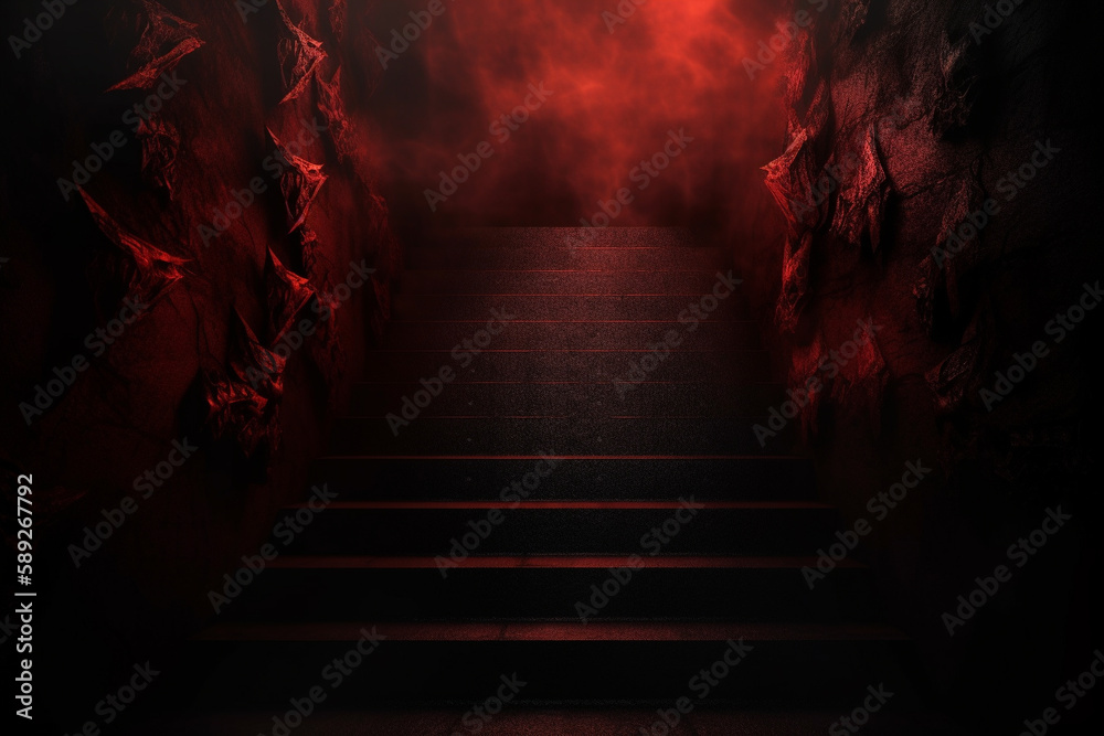 Stairs to hell visualization. Dark rock stairs going down to hell ...
