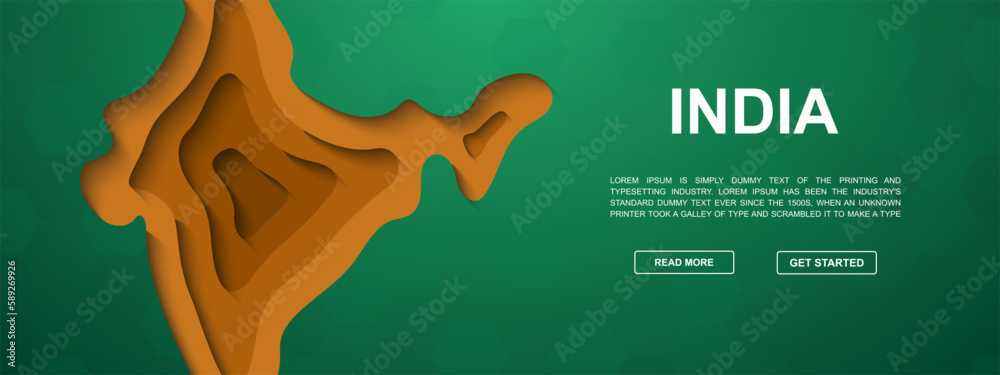 India paper cut symbol for promotion banner. Horizontal paper cut ...