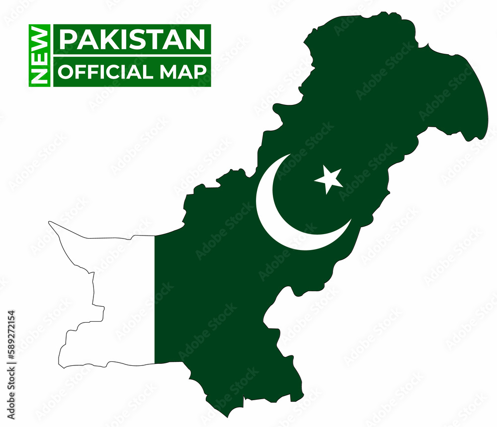 New Pakistan map with flag inside it. Pakistan map including Kashmir ...