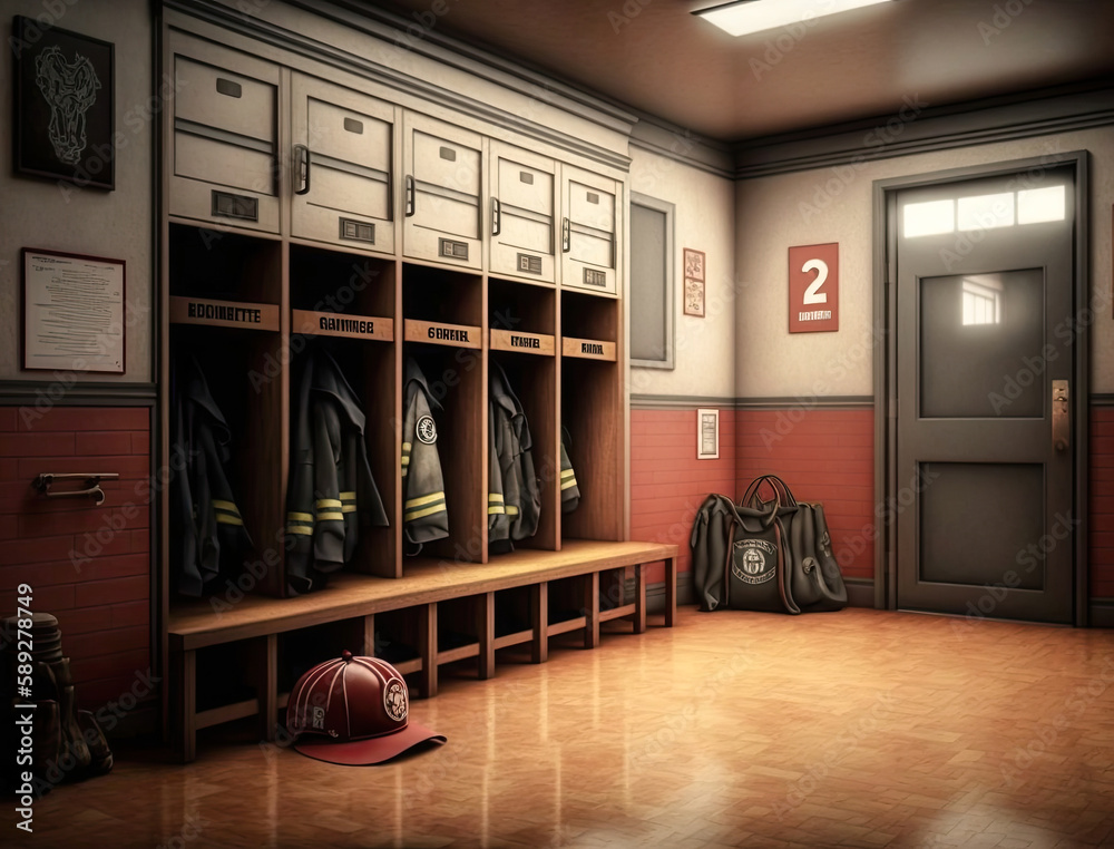 Fire extinguisher ready to use. Fire department locker Generative AI ...