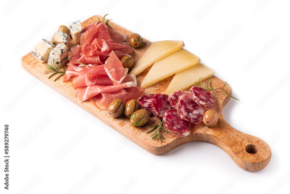Tagliere con prosciutto crudo, pecorino, salame e gorgonzola, cibo ...