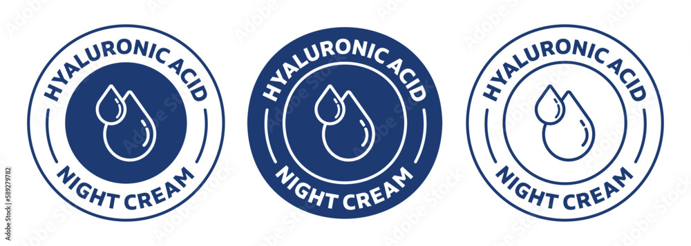 Hyaluronic acid icon set. suitable for skincare products. blue color ...