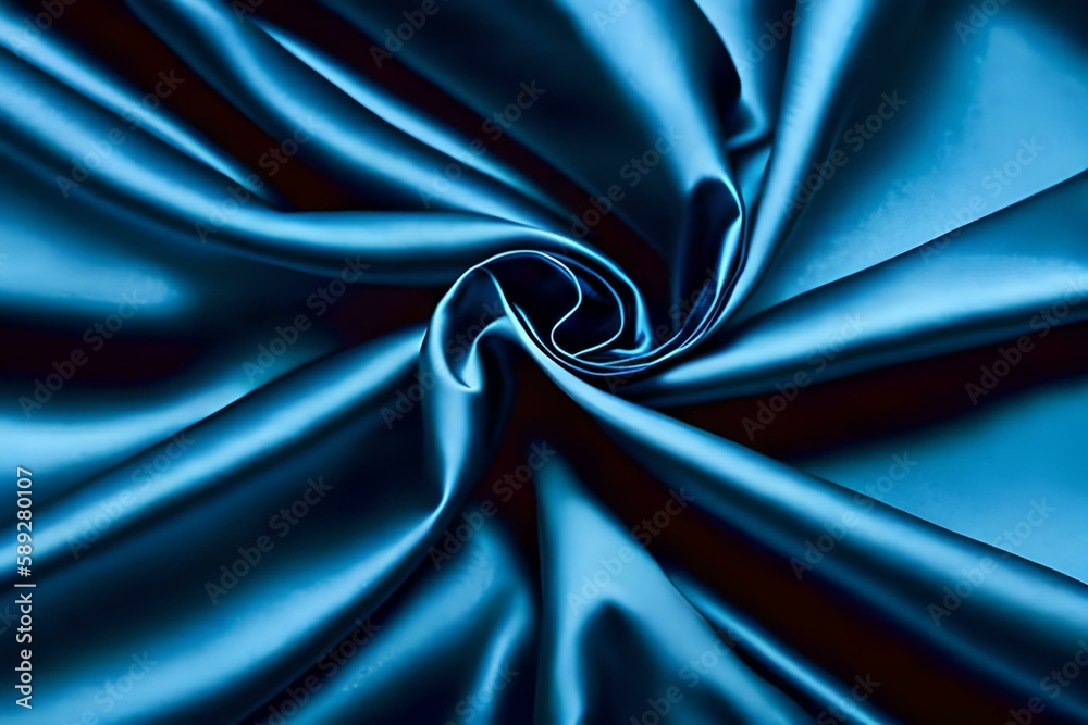 Deep blue silk satin fabric. Elegant abstract background. Liquid wave effect or silk with soft ...
