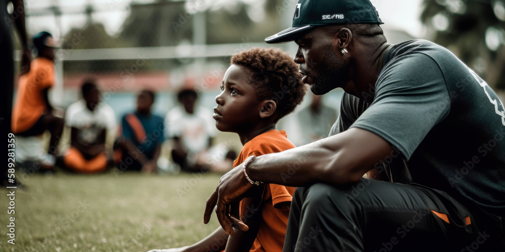 professional athlete coaching a young player from an underprivileged ...