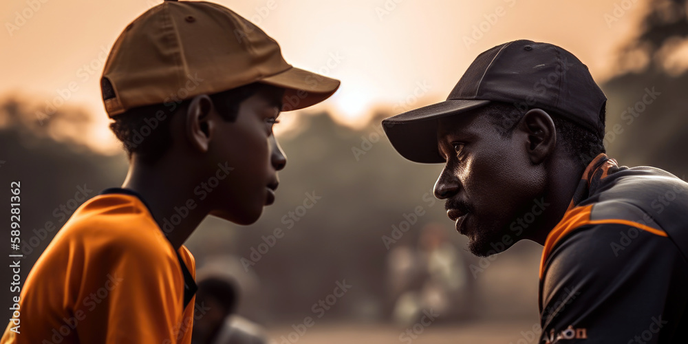 professional athlete coaching a young player from an underprivileged ...