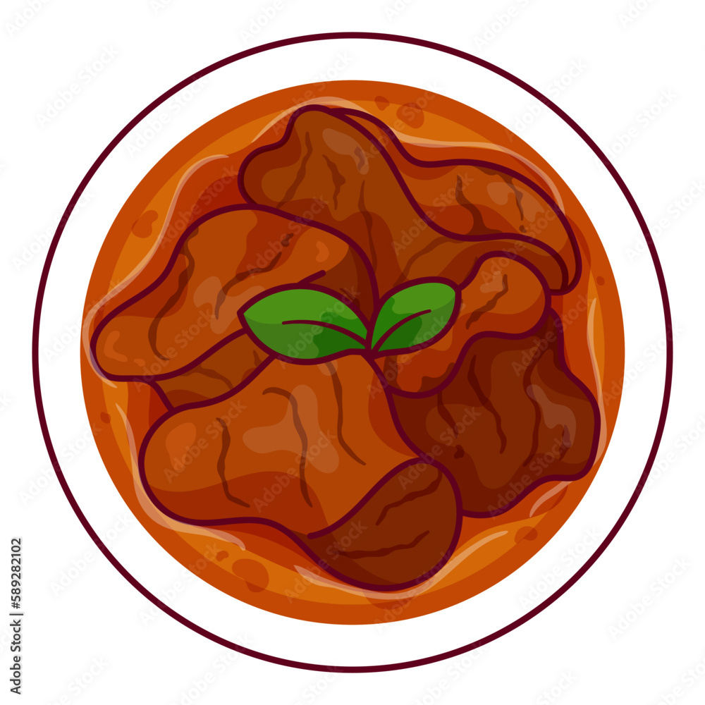 Top view Daging Kelem indonesian food recipe illustration vector. Asian ...