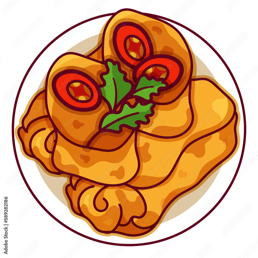 Indonesian spring rolls recipe (Lumpia) illustration vector. Lumpia ...