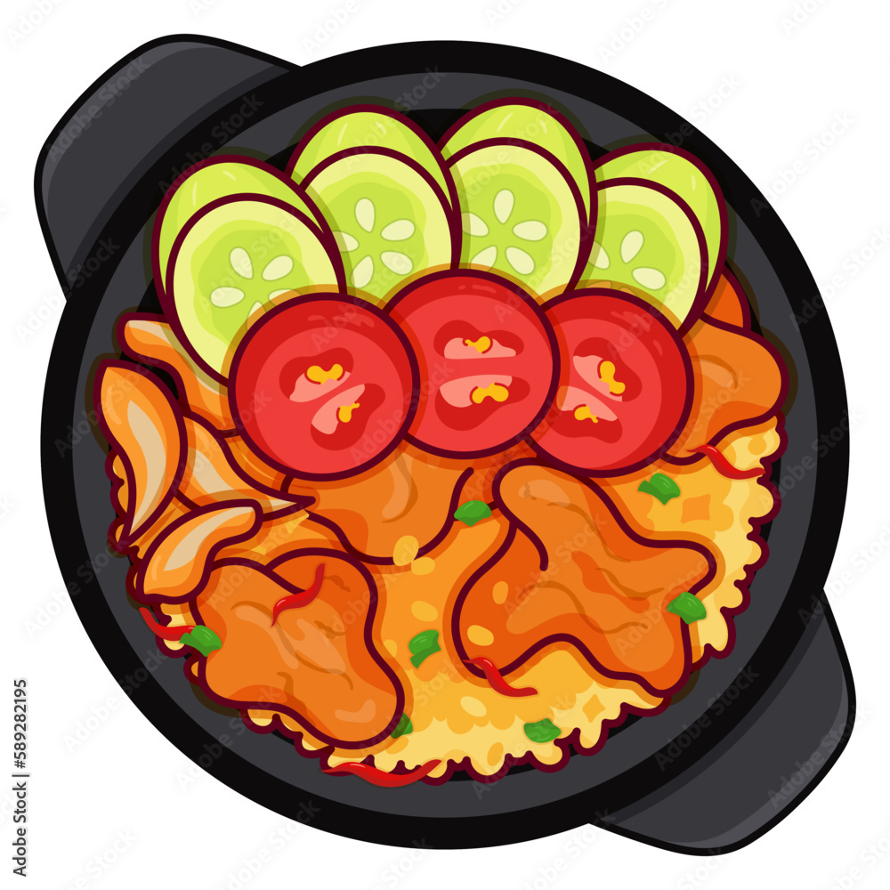 Indonesian nasi goreng fried rice recipe illustration vector. Malaysian ...