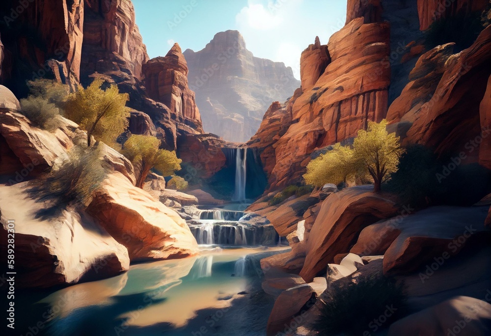 Explore the Stunningly Detailed Canyon with Floating Waterfalls and ...