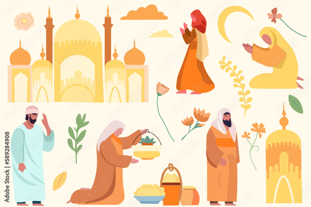 Celebrating Together, A Joyful Muslim Community. A devout Muslims ...