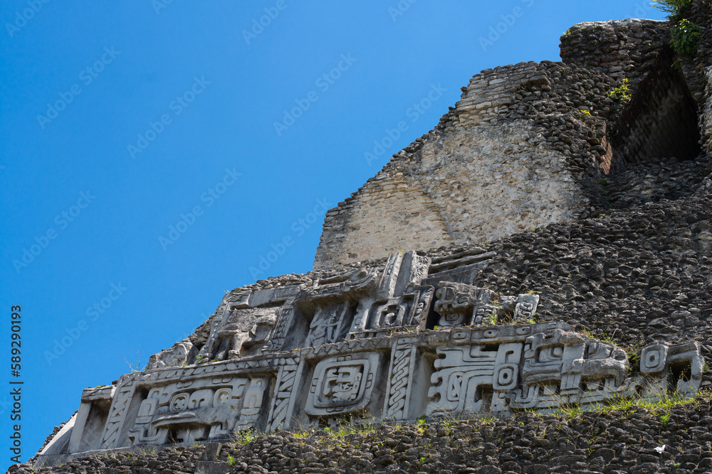 Mayan temple symbols closeup in Belize Stock Photo | Adobe Stock