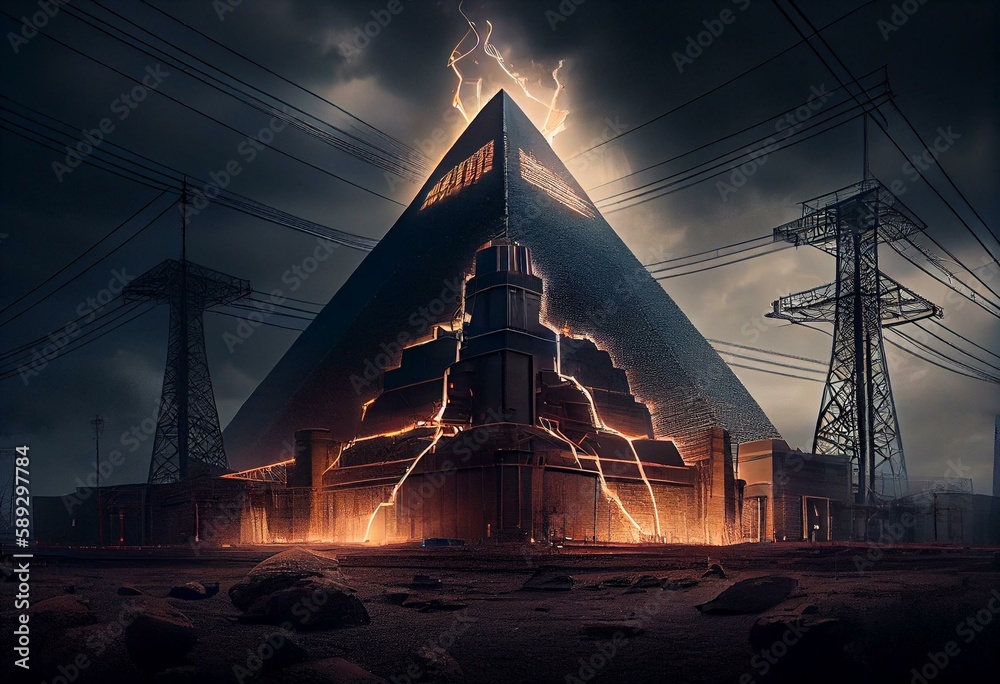 Great pyramid as a power conduit, alien power plant. Generative AI ...