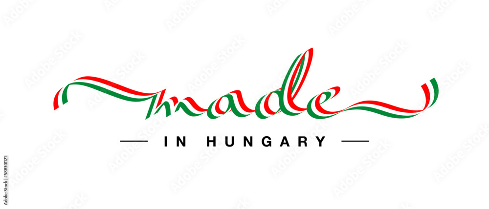 Made in Hungary new modern handwritten Hungarian ribbon shaped ...