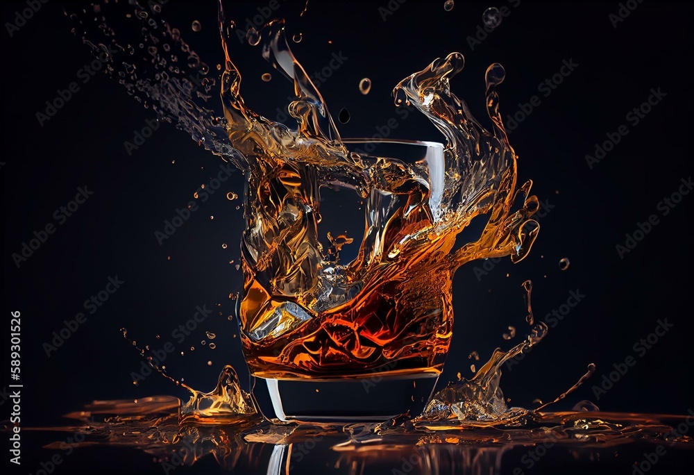 Drink splash, Juice splash, water splash, whisky/whiskey splash. Generative AI Stock ...