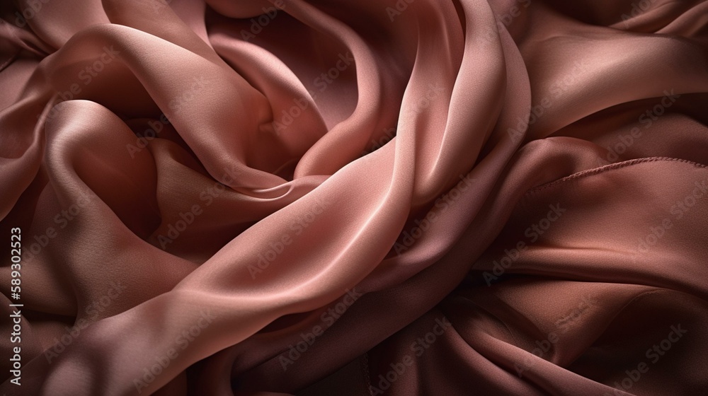 Generate a description of delicate and flowing dusty rose silk fabric ...