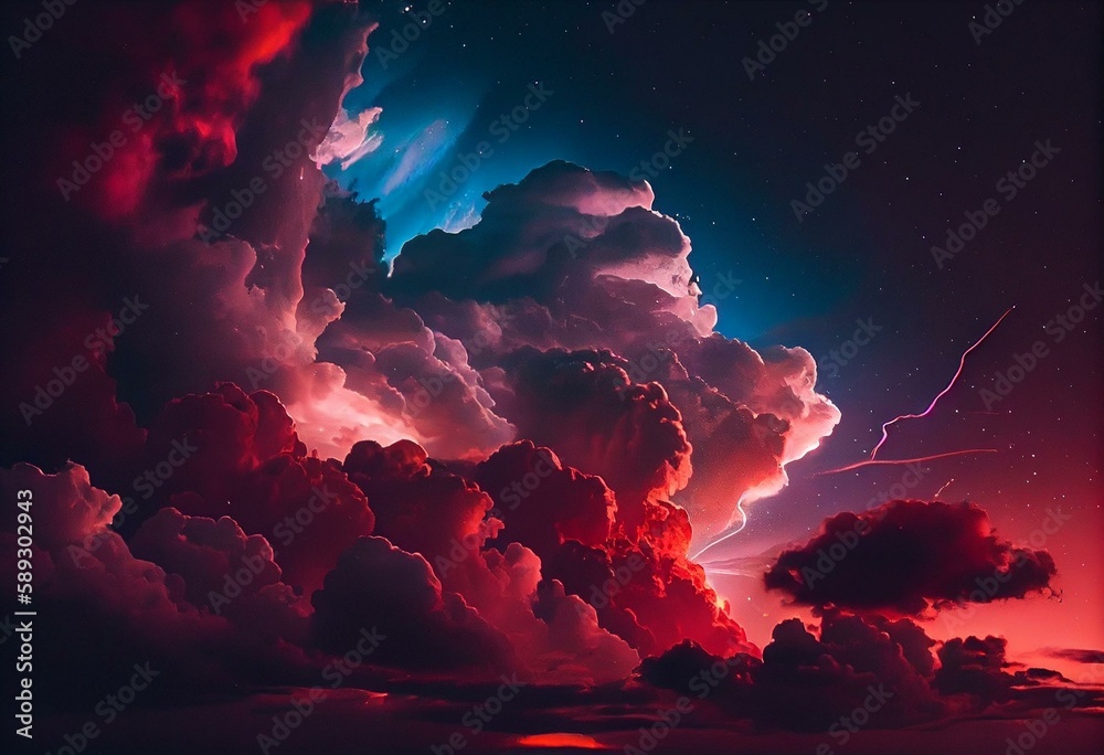 4K Desktop Wallpaper of Sky, Clouds, Red and Night. Generative AI Stock ...