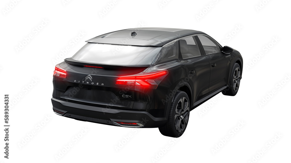 Paris, France. April 05, 2023. Black Citroen C5X is a stylish and ...