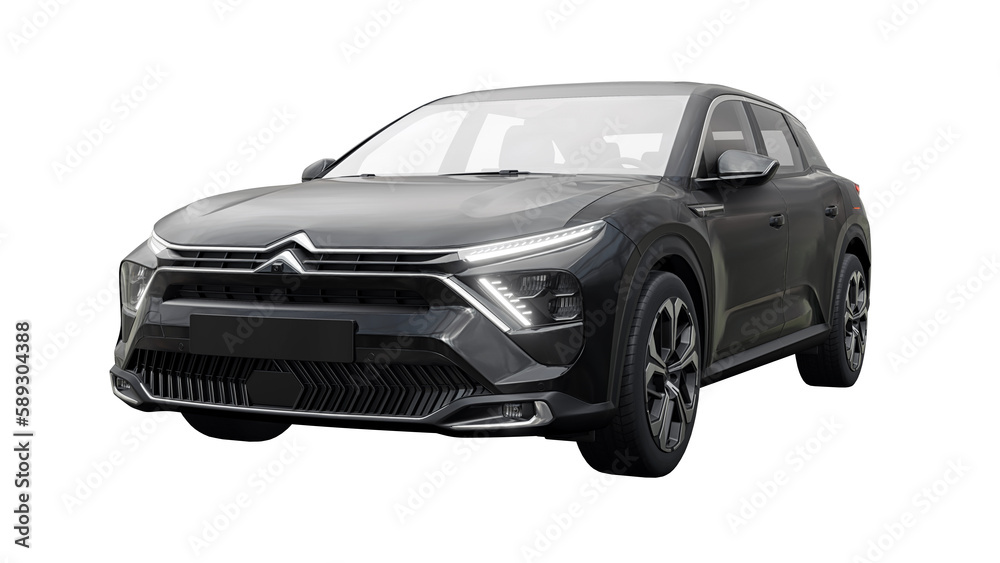 Paris, France. April 05, 2023. Black Citroen C5X is a stylish and ...