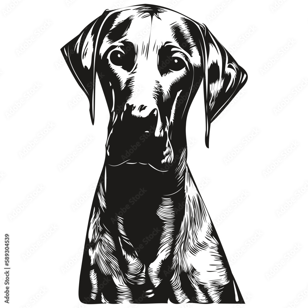 Weimaraner dog black and white vector logo, line art hand drawn vector ...