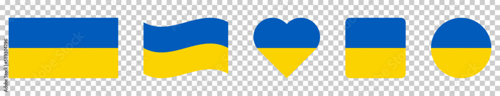 Ukraine flag in different shapes in national colors. Vector ...