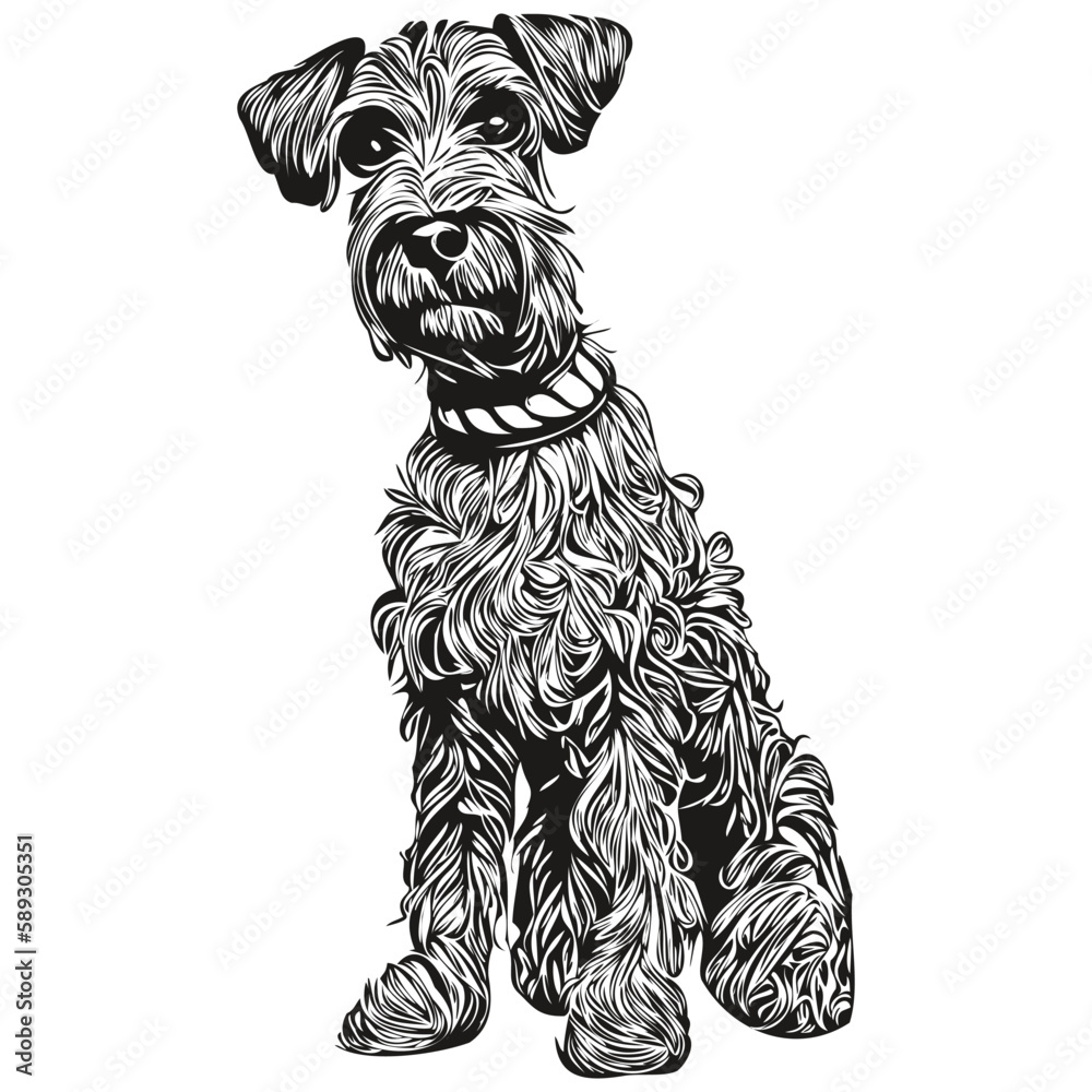 Miniature Schnauzer dog line art hand drawing vector logo black and ...