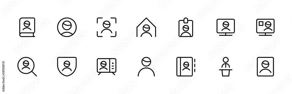 Man user icon vector set. Profile and people silhouette collection ...
