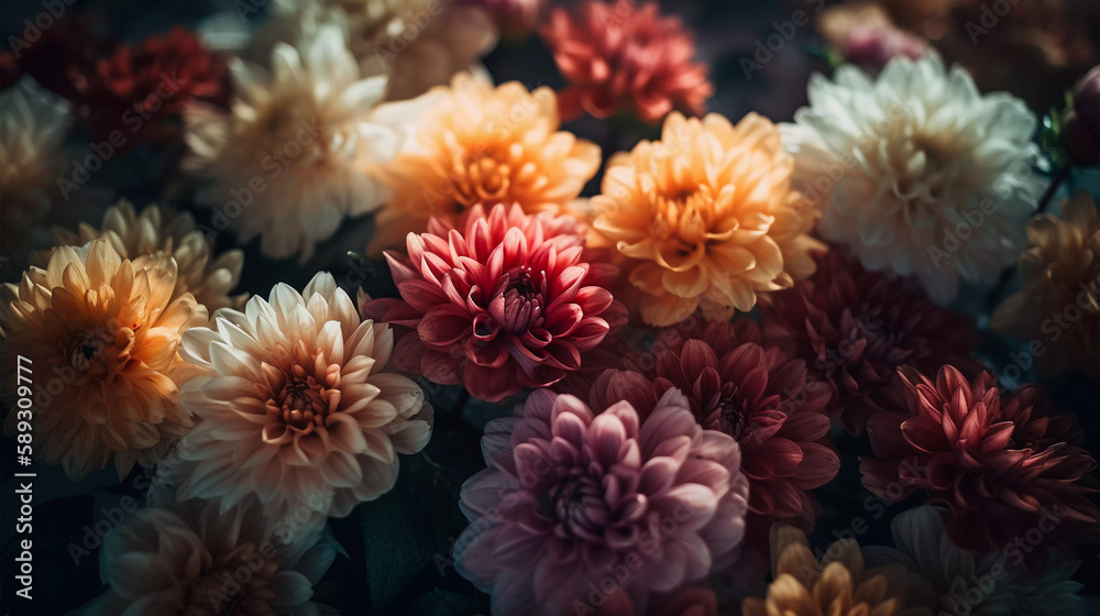 Floral background. Colorful flowers wallpaper for a wedding decoration ...