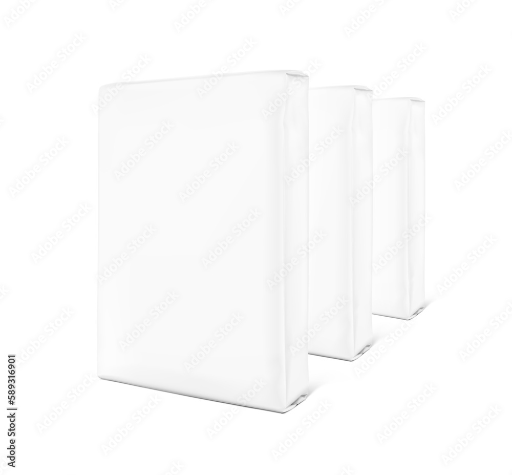 Vertical bag mockup set. Half side view. Vector illustration isolated ...