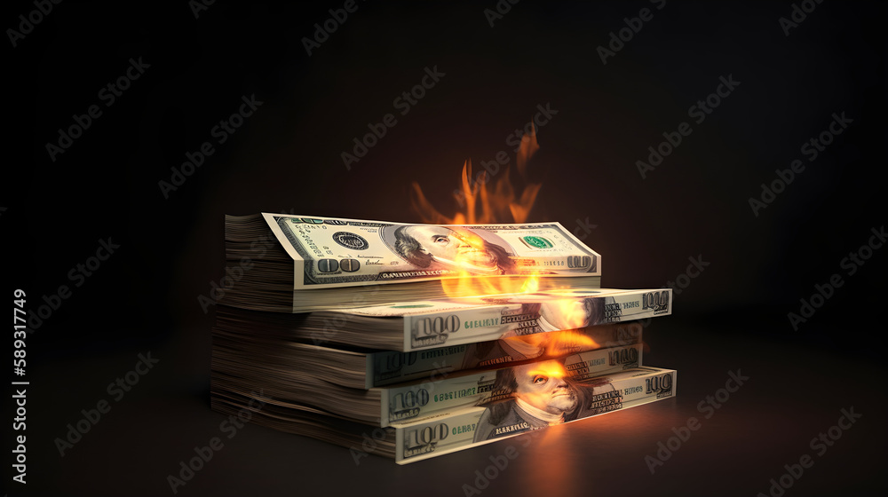 ภาพประกอบสต็อก burning, money, fire, wealth, destruction, waste ...