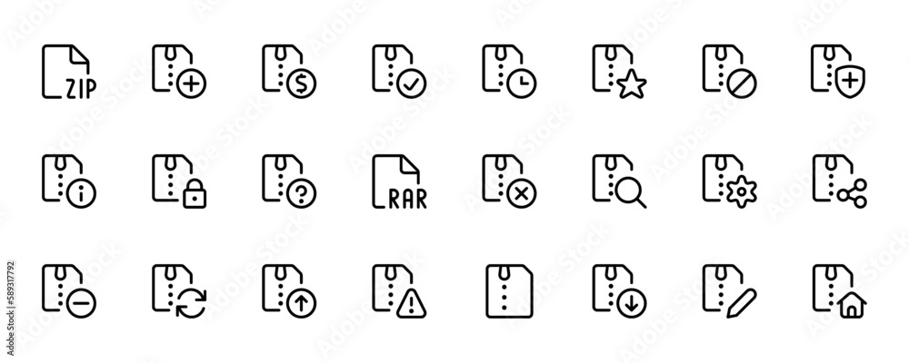 ZIP file document icon. Download zip button icon isolated on white ...