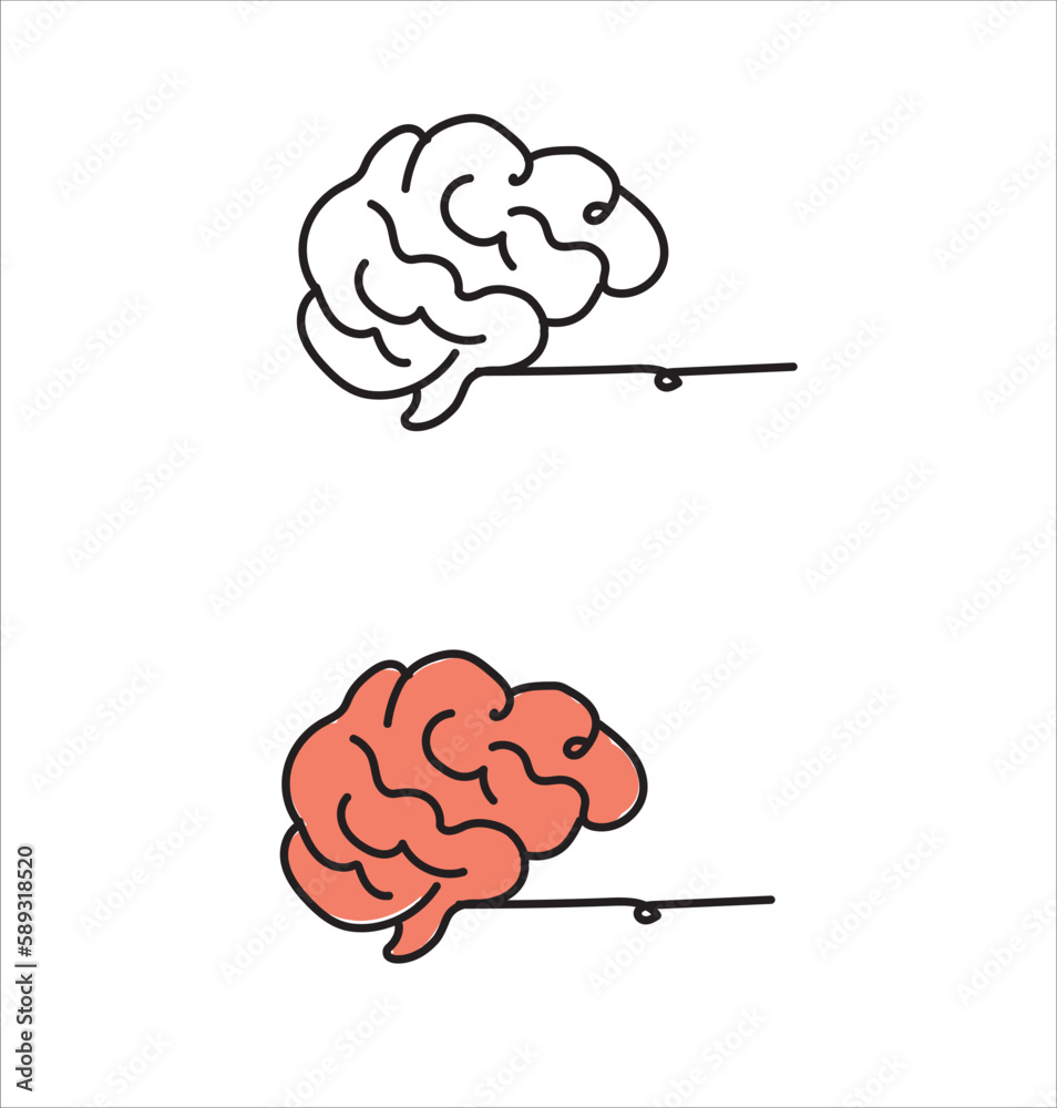 One single line drawing of human brain for memorizing medical clinic ...