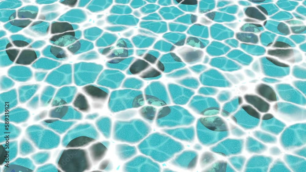 2D toon flowing blue river animation with some anime rocks as toon Fx ...