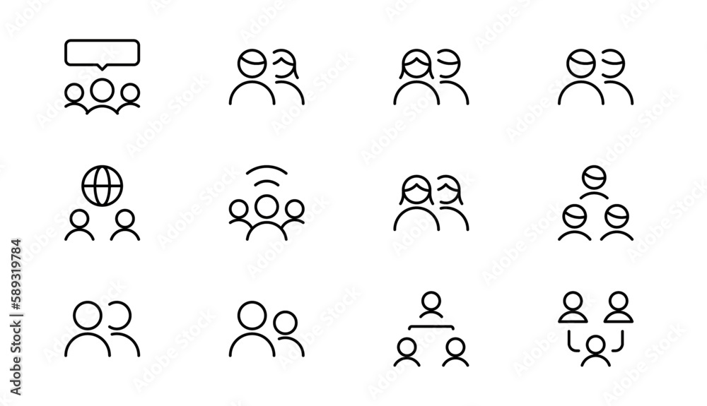 Multiple user icon vector set. Profile and people silhouette collection ...