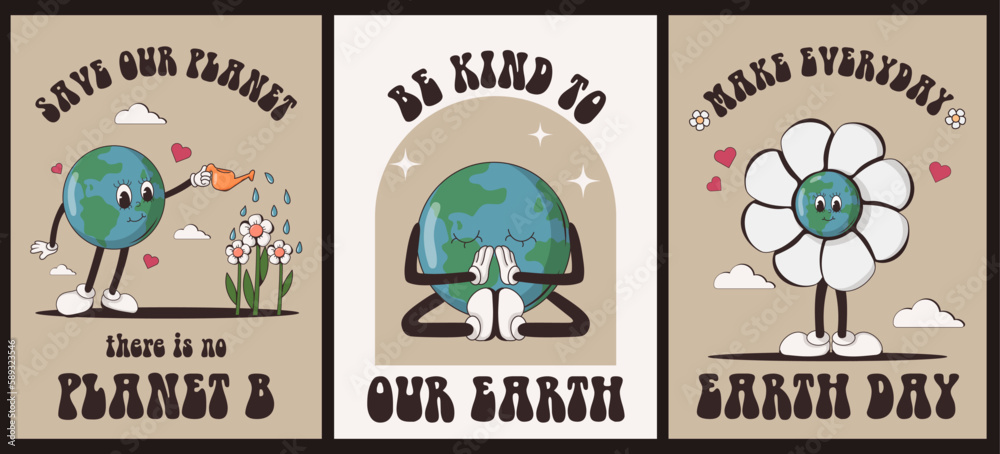 Set vintage motivation posters or card design template with walking ...