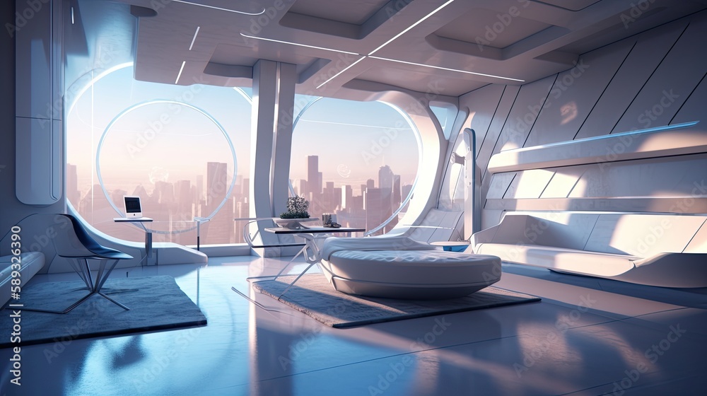 Futuristic Metaverse Space At Day. futuristic metaverse interior design ...
