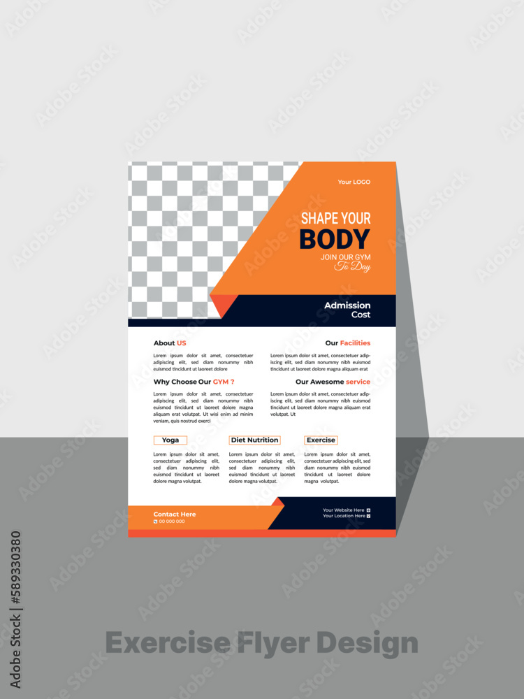 gym class flyer and fitness bodybuilding and workout A4 size template ...