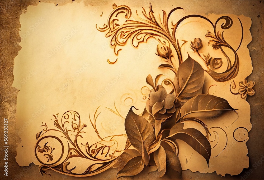 old vintage paper, abstract light brown background, beige center and ...