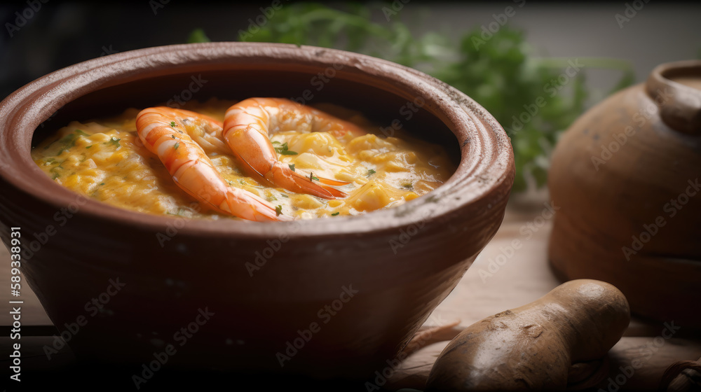 Cassava and Shrimp Cream. Typical dish of Brazilian food from Bahia ...
