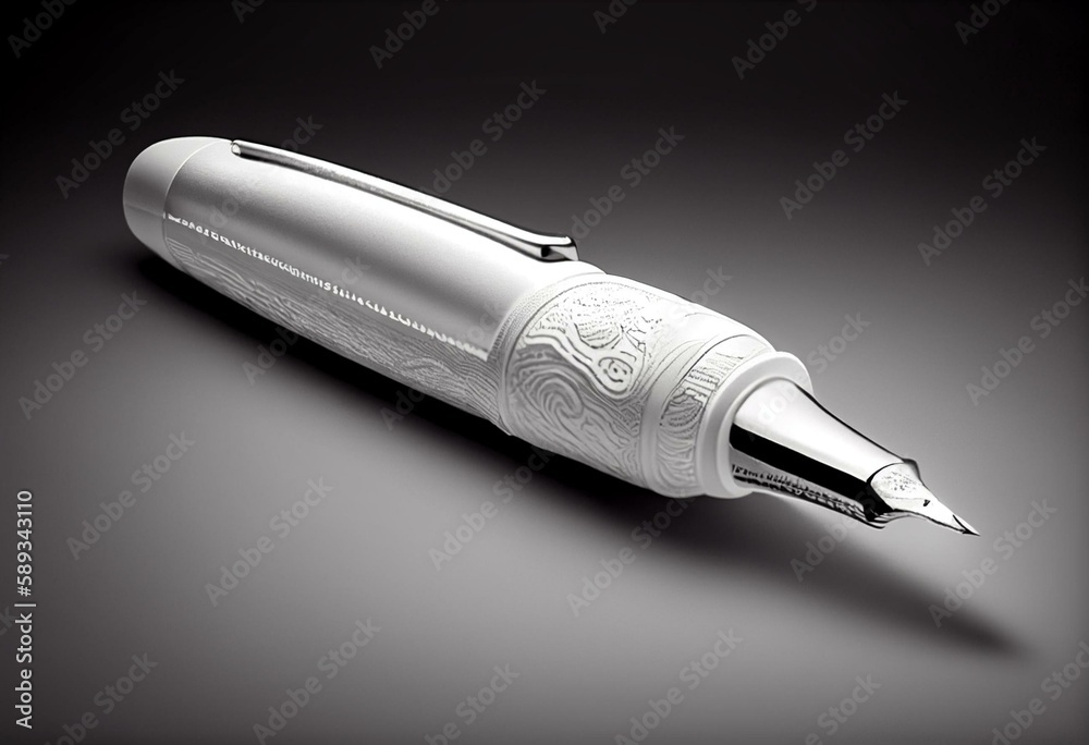 Writing pen in white, exclusive pen, stylograph, ink pen, reservoir pen ...